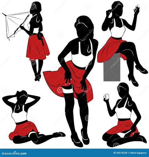 Pin Up Silhouettes Stock Vector Illustration Of Attractive 56518339