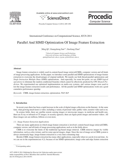 pdf parallel and simd optimization of image feature extraction