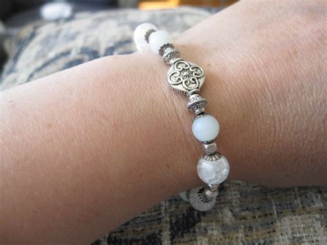 Pulsera con cuentas de cristal cristal y plata Etsy España