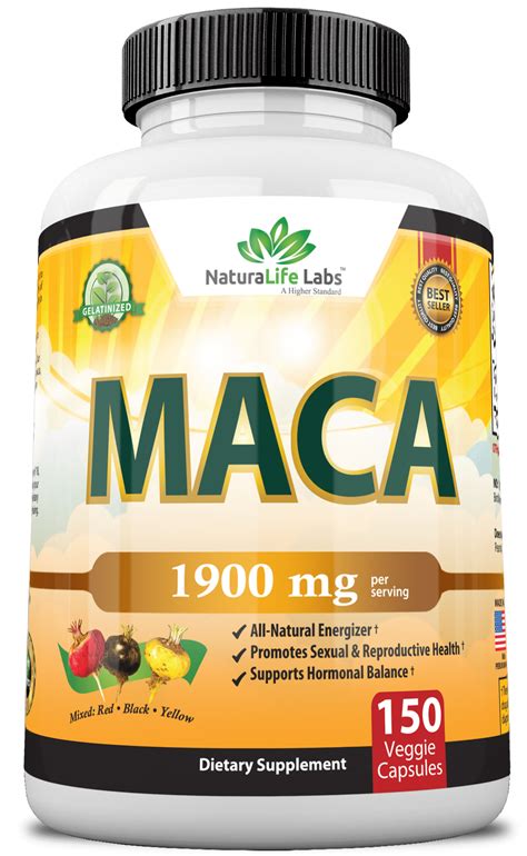 Organic Peruvian Maca Root Supplement Black Red Yellow 1900 Mg