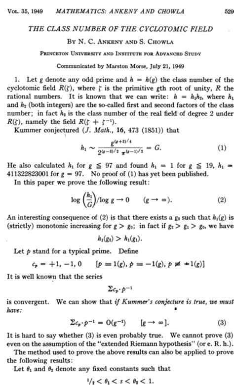 the class number of the cyclotomic field pnas