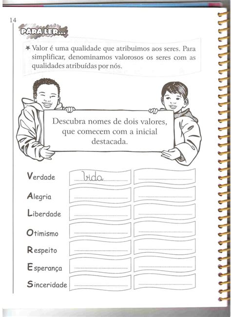 Atividades Valores Humanos Para Imprimir A Conquista Da