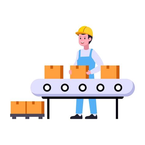 Ilustración plana de producción industrial de cinta transportadora
