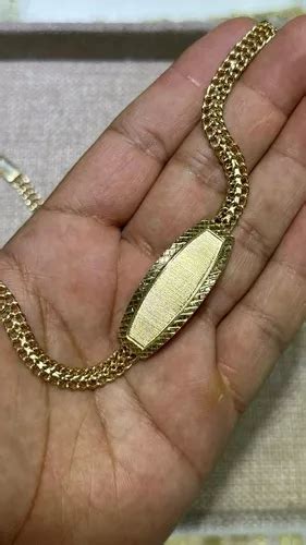 Esclava Con Placa Oro K Cubana Solida Oro Cm X Mm Meses Sin