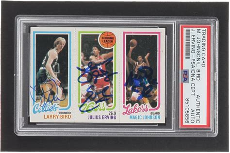 Larry Bird Julius Erving Magic Johnson Signed Topps Rc