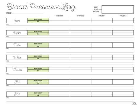 Blood Pressure Logs 25 Free Printables Artofit