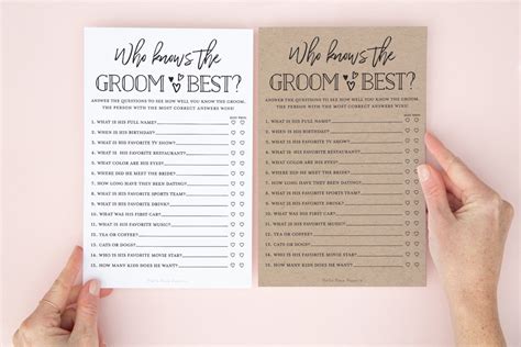 Who Knows The Groom Best Printable Bridal Wedding Couples Etsy