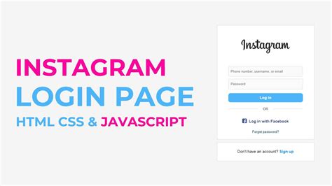 How To Make Instagram Login Page Using Html Css Javascript Youtube