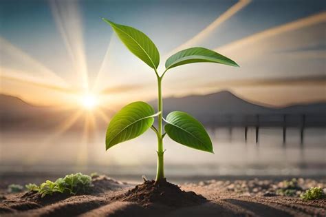 Premium Photo A Plant With Green Leaves Sprouting From The Ground