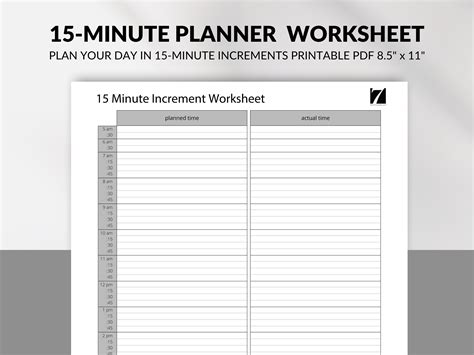 15 Minuten Planer Druckbare Vorlage 15 Minuten Tagesplaner 15 Minuten