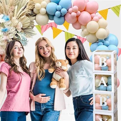 Gender Reveal Party Decoration Arche Ballon Bleu Rose Boite Baby