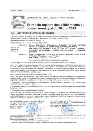 Calaméo Crolles Deliberation 70 2015 6 Comptes De Gestion 2014 Ma