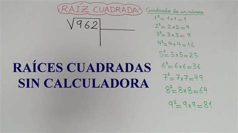 RAÍZ CUADRADA SIN CALCULADORA YouTube