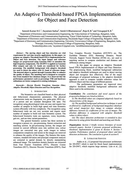 pdf an adaptive threshold based fpga implementation for object and face detection