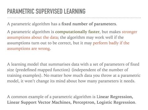 parametric and non parametric machine learning supervised ml