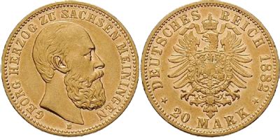 20 Mark Goldmünze Georg II 1889 J 277 Sachsen Meiningen Muenzen eu