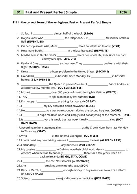 T 036 Past Present Perfect Simple English Practice B1 Past And