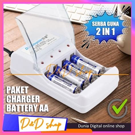 Jual Doublepow Charger Baterai 4 Slot For AA AAA FREE Baterai AA 4 PCS