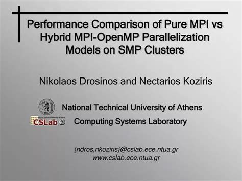 ppt performance comparison of pure mpi vs hybrid mpi openmp parallelization models on smp