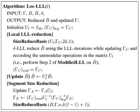algorithms free full text segment lll reduction of lattice bases using modular arithmetic html