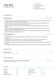 Sap Abap Developer Resume Example