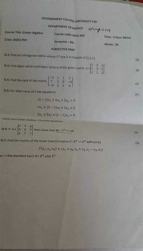 Bs Physics Gcuf Past Papers For Affiliated Colleges Talent Star Education