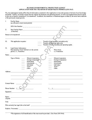 Fillable Online Epa State Il Sam Ple Lpc Pa Form Illinois