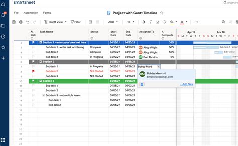 Smartsheet Gantt Chart Template
