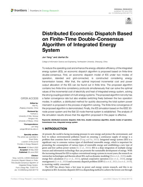 pdf distributed economic dispatch based on finite time double consensus algorithm of