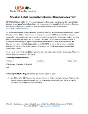 Fillable Online GVSU ADHD Documentation Form Fax Email Print PdfFiller