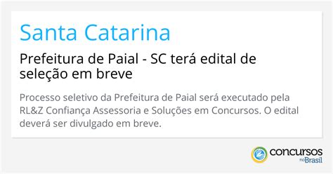 Prefeitura de Paial SC terá edital de seleção em breve