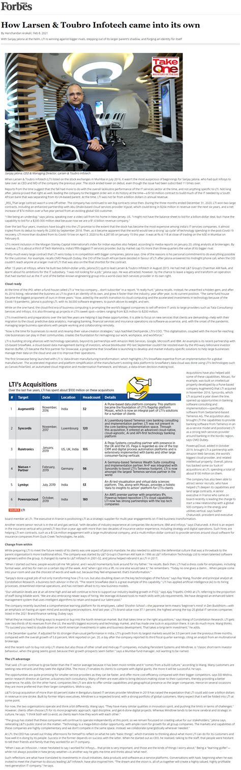 How Larsen Toubro Infotech Came Into Its Own