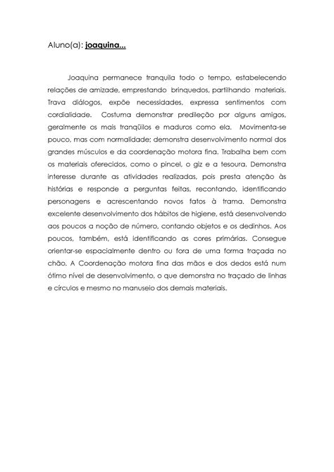 Modelo De Relat Rio De Avalia O Do Desempenho Escolar