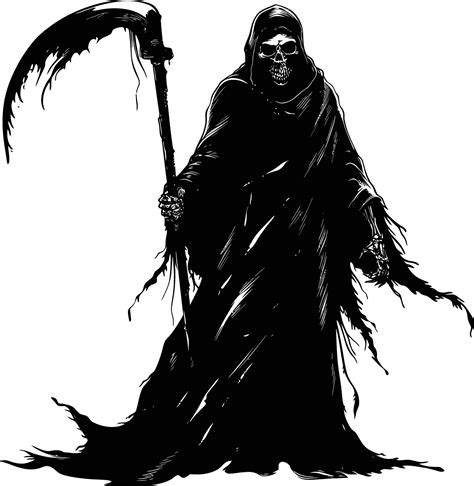 Ai Generated Silhouette Grim Reaper Black Color Only Full Body Body