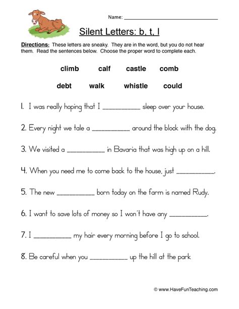 Silent Letters B T L Worksheet By Teach Simple
