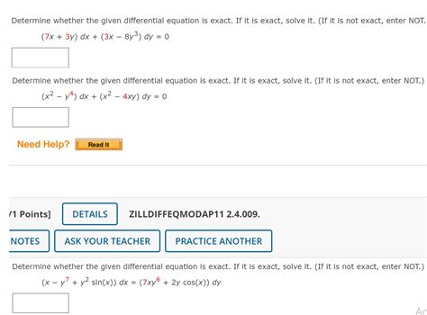[solved] determine whether the given differential equation is exact if course hero