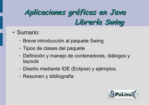 pdf aplicaciones gráficas en java librería swing gráficas en java librería swing sumario