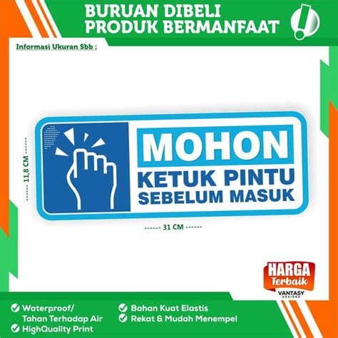 Stiker Vynil Mohon Ketuk Pintu Sebelum Masuk Di Desain Vantasy
