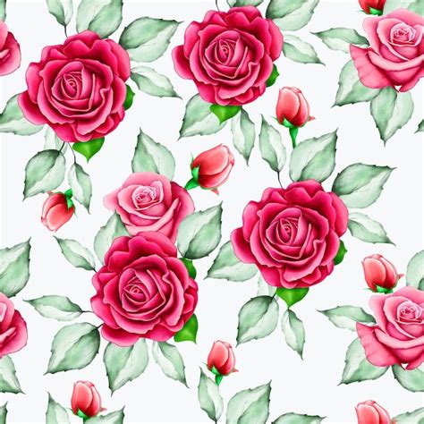 Padrão sem emenda de folhas florais em aquarela Vetor Premium