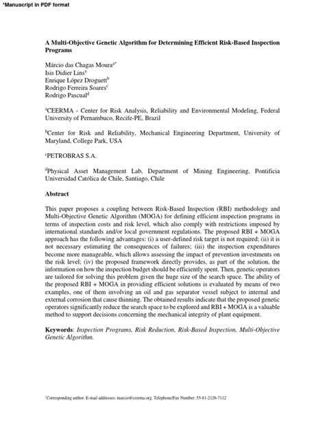 a multi objective genetic algorithm for pdf mathematical optimization risk