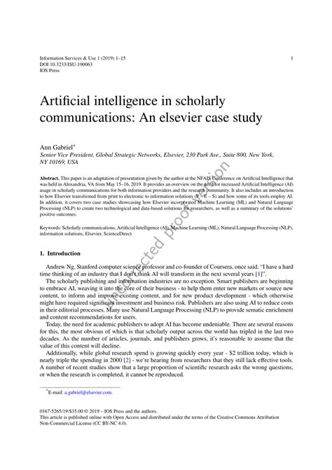 Pdf Artificial Intelligence In Scholarly Communications An Elsevier