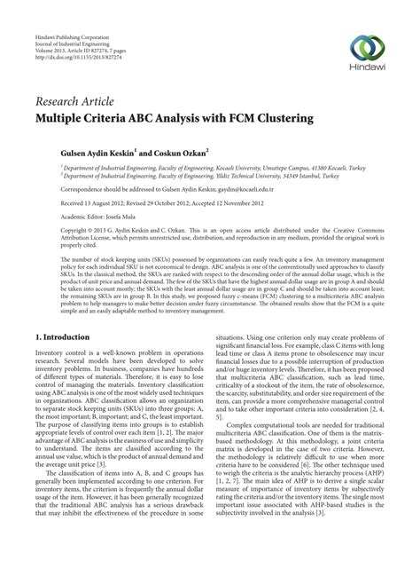 pdf multiple criteria abc analysis with fcm clustering