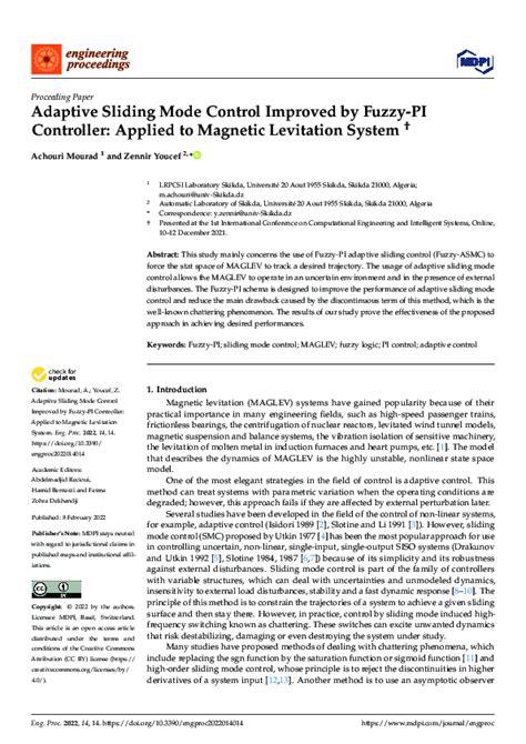 pdf adaptive sliding mode control improved by fuzzy pi controller applied to magnetic
