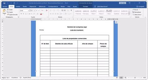 Formato De Inventario En Word Y Excel