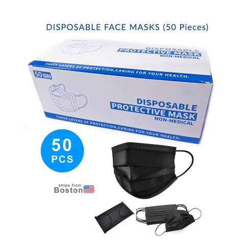 Disposable Face Masks Pack Of Pcs Black Ply Shikaboo Store