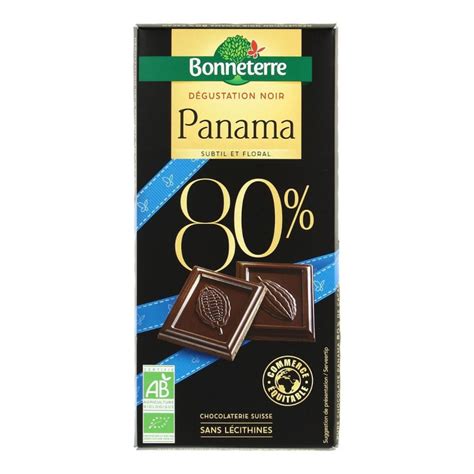 Bonneterre Tablette Chocolat Noir Intense Du Panama Cacao Bio