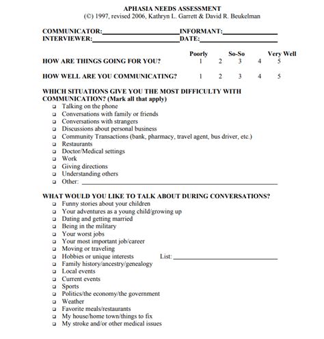 Free Printable Aphasia Worksheets