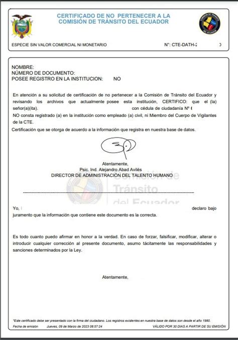 Certificado de no pertenecer a la CTE en línea 2024