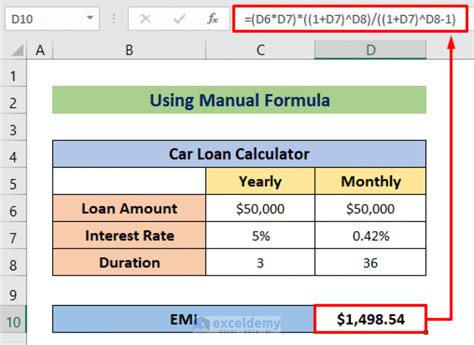 how to make emi formula in excel with suitable example