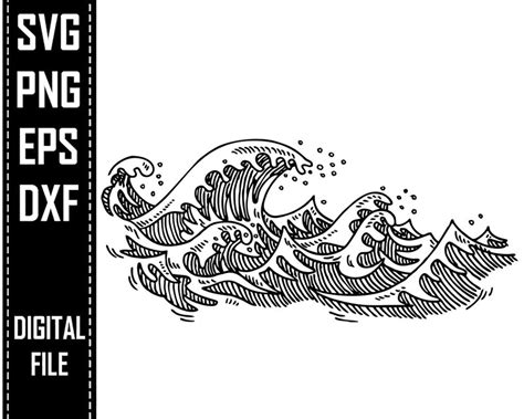 Great Wave Svg Clipart Kanagawa Vector Cricut Wave Eps Etsy